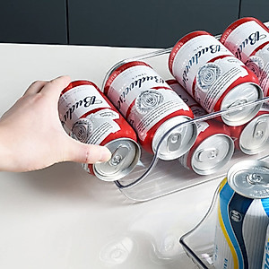 ZOAJU Set of 4pcs Refrigerator Organizer, Clear Can Drink Holder Dispenser for Refrigerator Countertop Cabinets Pantry