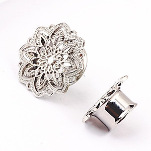 Mesnt 2PCS Plugs and Tunnels for Ears 12mm Ear Plugs Flesh Tunnels 1/2 inch Hollow Flower Shape Piercing Tunnels Expander Stretcher Piercing Jewelry, Silver