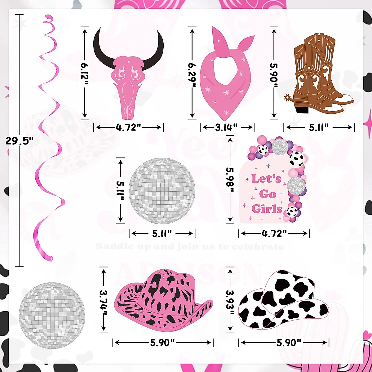 Western Cowgirl Party Decorations, Let's Go Girls Cowgirl Bachelorette Party Decorations Hanging Swirl for Disco Cowgirl Party Cowgirl Birthday Party Decorations Last Rodeo Bachelorette Party Supplies