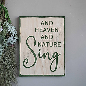 Creative Co-Op 17" L x 22" H Wood Laser Cut Décor and Heaven and Nature Sing, Green Wall Art, Multi