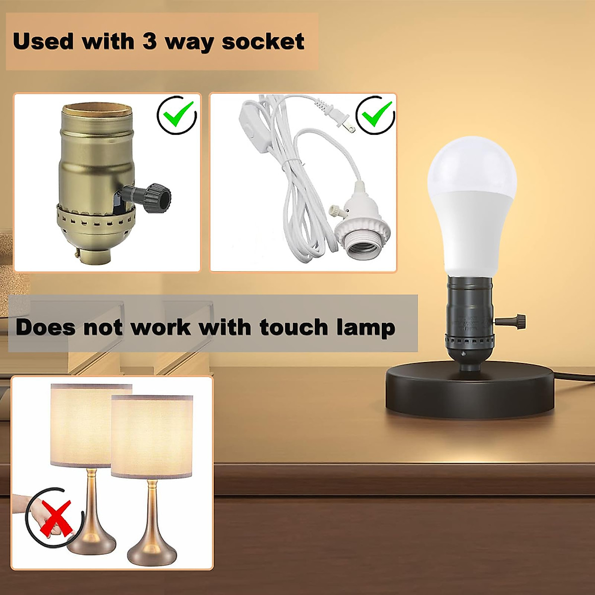 Youtime 3 Way Light Bulbs 50 100 150 Watt Equivalent Soft White A21, Incandescent Replacement,6/15/20w Energy Saving Safety Three Way Light Bulbs, 500 1600 2200 Lumens, E26 Medium Base, 4Pack
