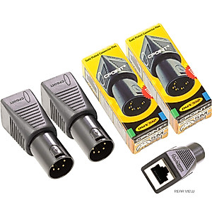 SIRS-E 2-Pack - CPoint XLR RJ45 Adapter CAT-5 Ethernet to DMX512 Cable Converter, Male 5-Pin, XLRJ45-5M