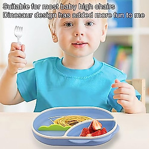 Qshare Baby Suction Plates,Suction Plates for Baby,Toddler Plates,Silicone Baby Plates,Children Divided Plate,Toddler Plate Microwave & Dishwasher Safe (Blue)