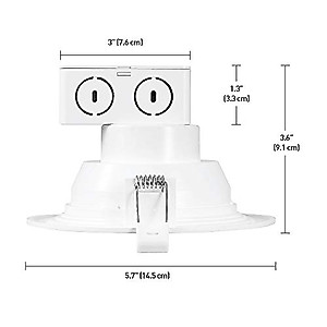 5" LED Integrated Ridged Spot Baffle Round Trim Recessed Lighting Kit 4-Pack, 9 Watts, Energy Star, CEC Title 24 Compliant, IC Rated, Dimmable, White, 5.25" Hole Size,91338