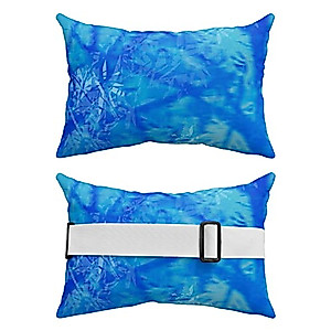 Recliner Head Pillow Ledge Loungers Chair Pillows with Insert Abstract Mystic Mottled Blue Tree Shadow Lumbar Pillow with Adjustable Strap Outdoor Waterproof Patio Pillows for Beach Pool, 2 PCS
