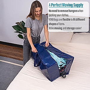 VENO 8 Pack Heavy Duty Extra Large Moving Bags W/Backpack Straps Strong Handles & Zippers, Storage Totes For Space Saving, Fold Flat, Alternative to Moving Box (Blue, 8 Pack)