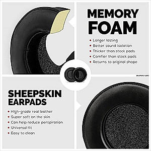 BRAINWAVZ Round Sheepskin Leather Earpads - Fits Many Large Headphones - SteelSeries, HD668B, ATH, AKG K553, HifiMan, ATH, Philips, Fostex, Sony Memory Foam Ear Pad & More