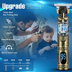 LURNOFY Cordless Hair Trimmer for Men Professional Electric Hair Clippers - Mens T-Blade Beard Trimmer Zero Gapped Edgers Rechargeable Close Cutting Haircut Kit