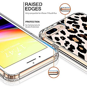BICOL iPhone 8 Plus Case,iPhone 7 Plus Case Clear with Design for Girls Women,12ft Drop Tested,Slip Resistant Slim Fit Protective Phone Case for Apple iPhone 8 Plus/7 Plus Leopard Patterns