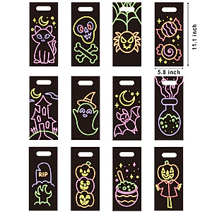 JOYIN 72 Pcs Halloween Candy Bag See Through Design with 12 Different Characters Halloween Treat Bag for Candy Bags, Small Trick or Treat Bags, Plastic Goodie Bags Halloween Party Favors