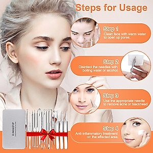 Pimple Popper Tool Kit, IUMAKEVP 15 PCS Professional Stainless Steel Blackhead Remover Comedone Extractor Tools for Removing Zit on Face - Acne Removal Kit with Metal Case (Silver)