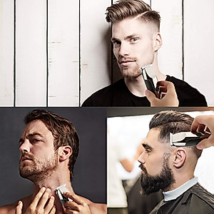 WZGZFER Hair Clippers Professional Trimmer Kit Cordless Barber Clipper with 6 Adjustable Guide Combs Rechargeable Hair Trimmer Set, Hair Cutting Machine Grooming Kit for Men/Kid/Baby (Silver)