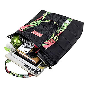 Emma & Chloe Quilted Tote Bag for Women with Zipper, Large Tote Bags for School, Work, Shopping, Travel