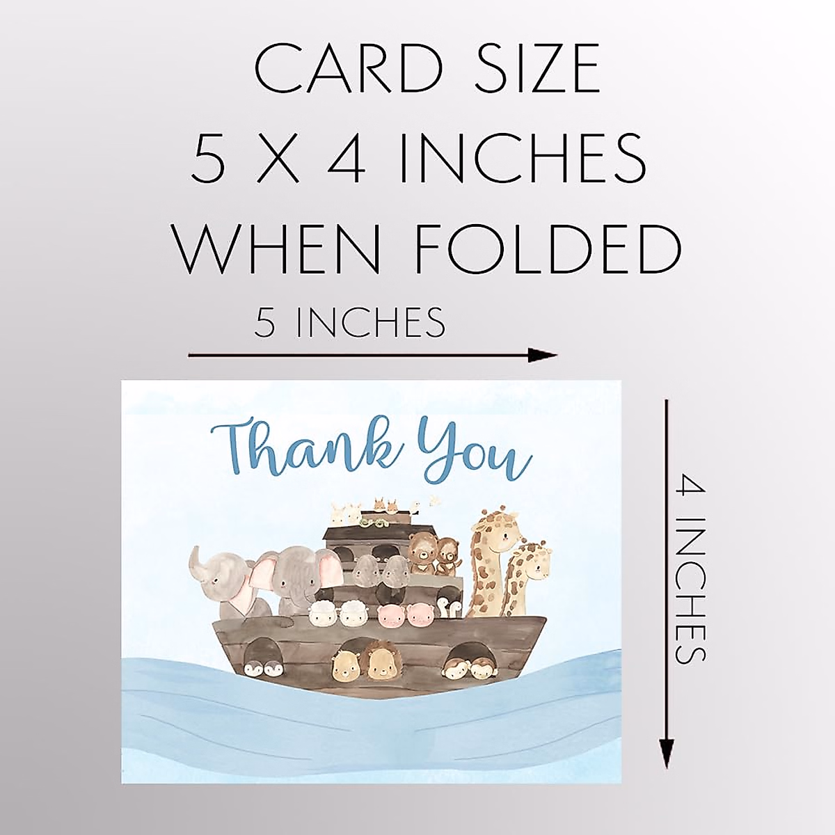 The Invite Lady Baby Shower Thank You Cards Noahs Ark Notecards Notes Blank Inside With Envelopes (24 Count)