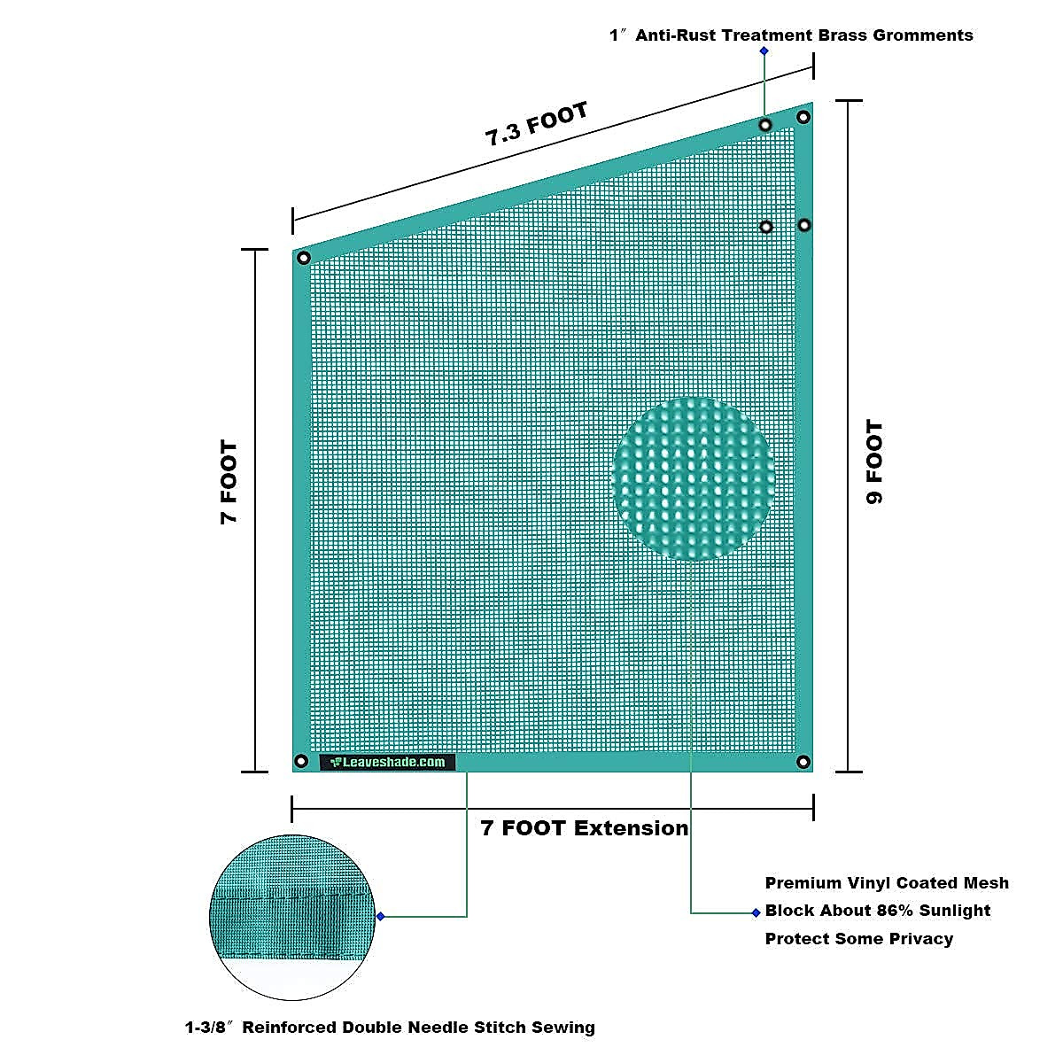 leaveshade RV Awning Side Sun Shade Screen (9'X7' Black Mesh) Camper Sunshade Complete Kits Motorhome Trailer UV Blocker - 3 Year Warranty