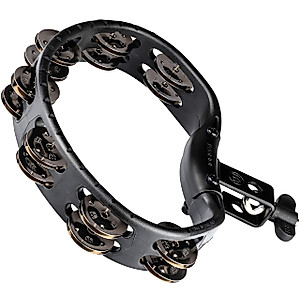 Meinl Percussion HTMT2BK Mountable ABS Plastic Tambourine with Guiro Style Frame, Double Row Steel Jingles