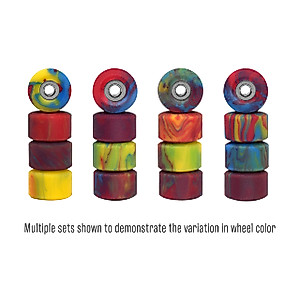 Teak Tuning Apex 61D Urethane Fingerboard Wheels - New Street Shape, 7.7mm Diameter - Ultra Spin Bearings - Made in The USA - Tie Dye Swirl Colorway