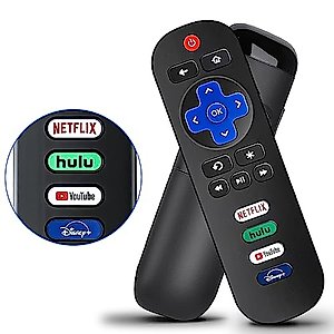 Pack of 2 Replaced Remote Control for Roku TVs, Compatible with TCL/Hisense/Onn/Insignia/Sharp/Westinghouse/Element/JVC Roku Smart TV, Replacement Remote with Netflix/Disney+/Hulu/Prime Video Buttons