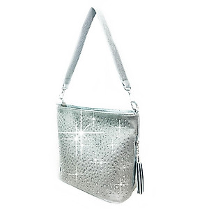 Zzfab Star Sparkling Rhinestones Crossbody Bag Pewter