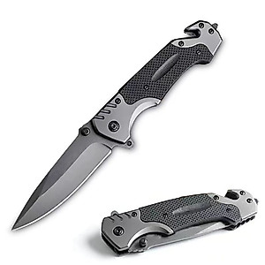 wellsure Pocket Knife,Knifes Pocket Knives for Men, Folding Pocket Knife with Glass Breaker, Seatbelt Cutter, G10 Handle, Thumb Stud for Emergency Rescue, Household, Workshop (type-D)