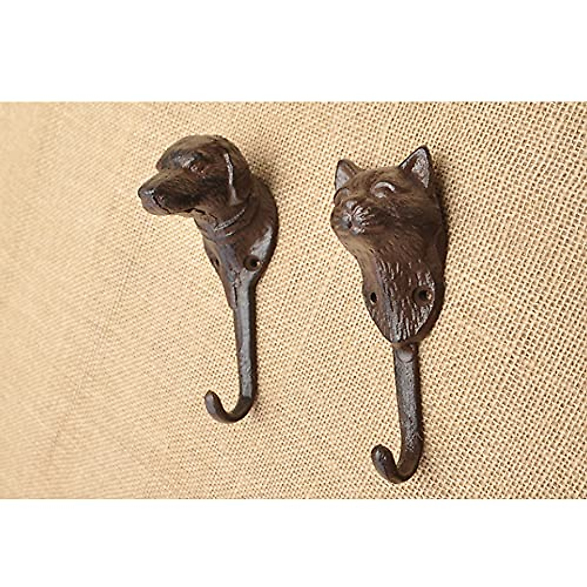 brandname RRRuo Rustic Heavy Duty Hook Cat Head Coat Hooks Decoration for Keys Towel Bags Hat Coat Home Wall Mounted Hook Hardware 2 Pieces（Brown）