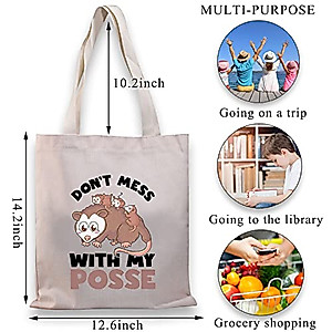 BDPWSS Possum Tote Bag Opossum Lover Gift Possum Mom Gift Don't Mess With My Posse Funny Possum Travel Pouch for Possum Owner (Mess my posse TG)