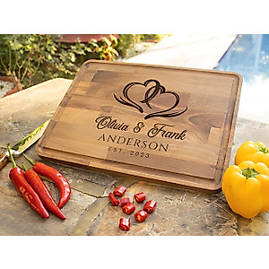 Custom Cutting Board | Personalized Cutting Board | Custom Meat Board | Couple Cutting Board | Wedding Cutting Board | Housewarming Gift | Engagement Gift for Couple (Without Handle)