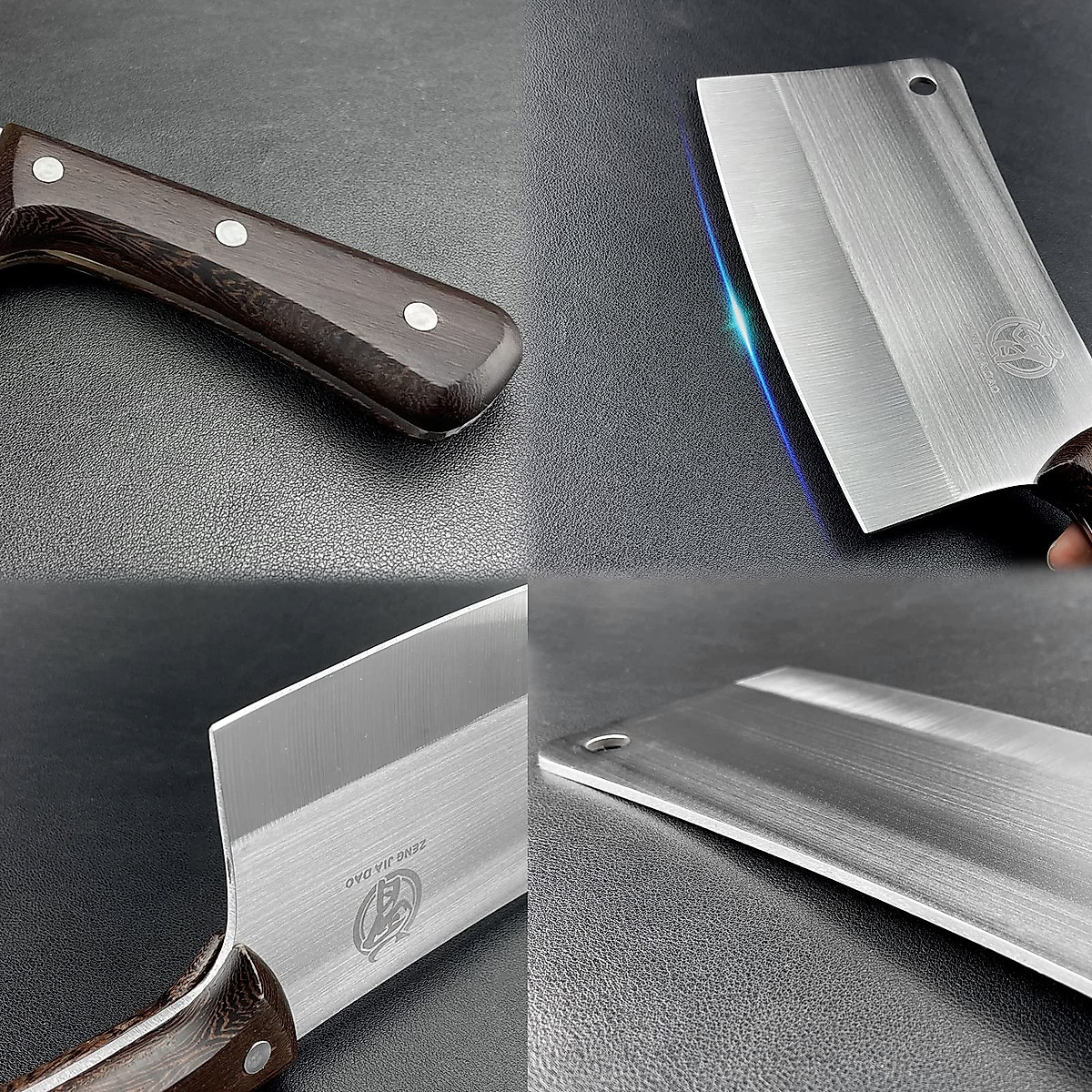 ZENG JIA DAO Cleaver Knife, 7'' Meat Cleaver Bone Cutting Knife, Heavy Duty Butcher Knife Bone Chopper Full Tang Wengewood Handle, German Stainless Steel 2024 Gift