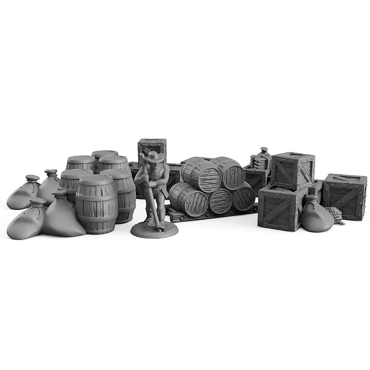 Port Ships Cargo Piles DND Terrain 28mm for Dungeons and Dragons, D&D, Pathfinder, Warhammer 40k, RPG, Miniatures, Age of Sigmar, Tabletop, D and D, Dungeons and Dragons Gifts