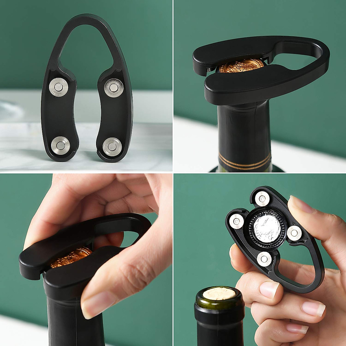 4 Pack Wine Foil Cutter Tool,4 Stainless Blades Foil Remover for Wine Bottles,Removes Foil Top Effortlessly,Wine Bottle Opener Accessory,Gift for Wine Lovers by OHMAXHO,Black