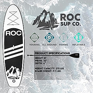 Roc Inflatable Stand Up Paddle Boards with Premium SUP Paddle Board Accessories, Wide Stable Design, Non-Slip Comfort Deck for Youth & Adults