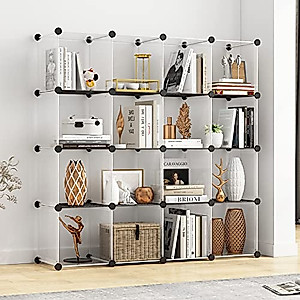 MAGINELS Portable Storage Cubes-14 x14 Cube (16 Cube)-More Stable (add Metal Panel) Cube Shelves, Modular Bookshelf Units，Clothes Storage Shelves，Room Organizer for Cubby Cube
