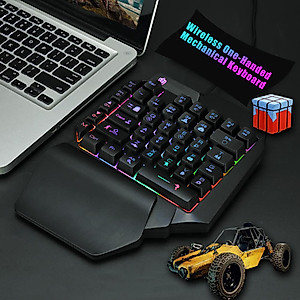 Archuu Wireless One-Handed Mechanical Keyboard,35 Keys RGB Gaming Keypad,Colorful Backlit USB Wired Gaming Keyboard,Single Hand RGB Mechanical Gaming Keyboard,Multicolor