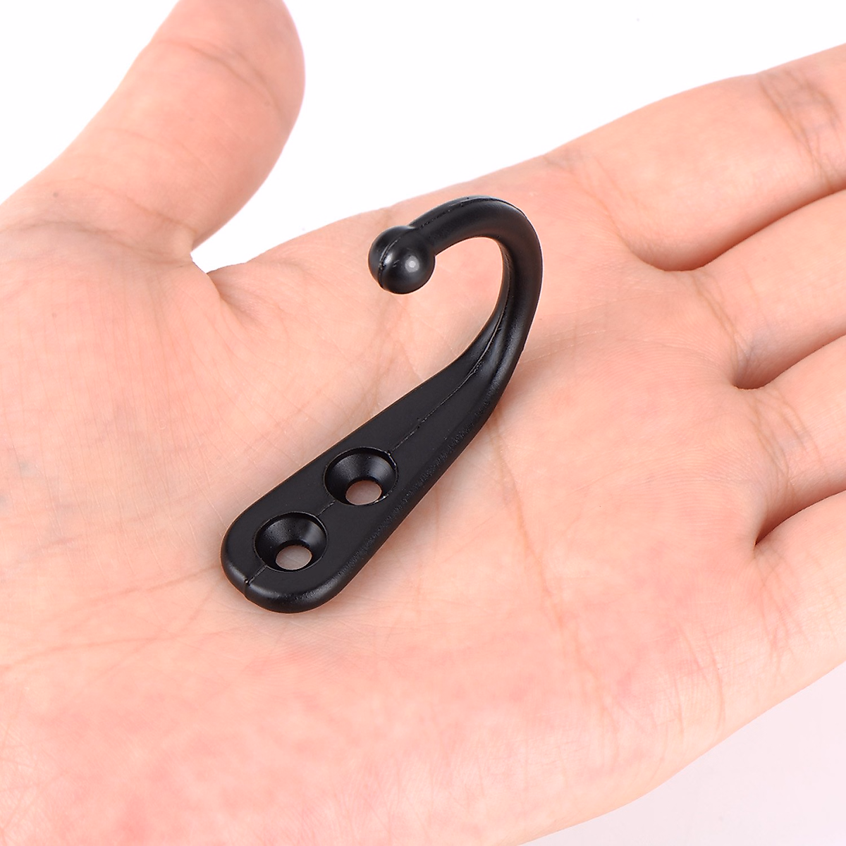 EBOOT 20 Pieces Wall Mounted Hook Robe Hooks Single Coat Hanger and 50 Pieces Screws (Black)