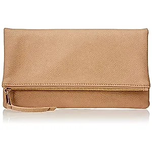 The Drop Women's Southampton Zipper Foldover Clutch, Taupe, One Size
