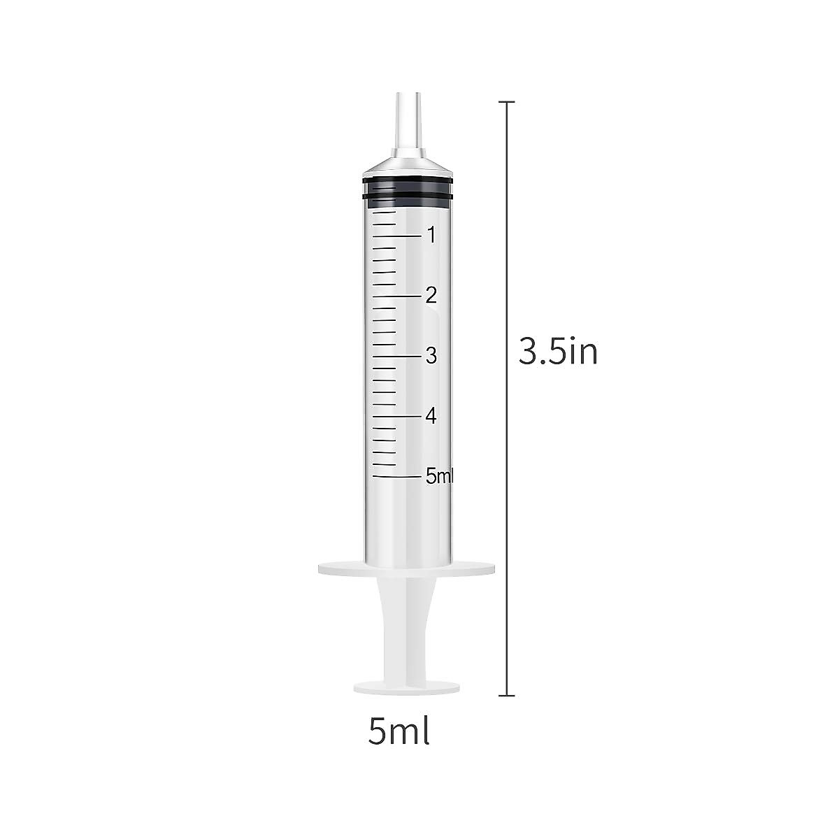 6 Pack – 5ml Plastic Syringe with Measurement, No Needle Suitable for Refilling and Measuring Liquids, Feeding Pets, Oil or Glue Applicator