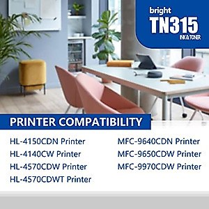 EAXIUCE (Black, 1-Pack) Compatible High Yield TN315 TN315BK Toner Cartridge Replacement for Brother HL-4150CDN 4140CW 4570CDW 4570CDWT MFC-9640CDN 9650CDW 9970CDW Printer by PALLAEAXIUCEMTONER