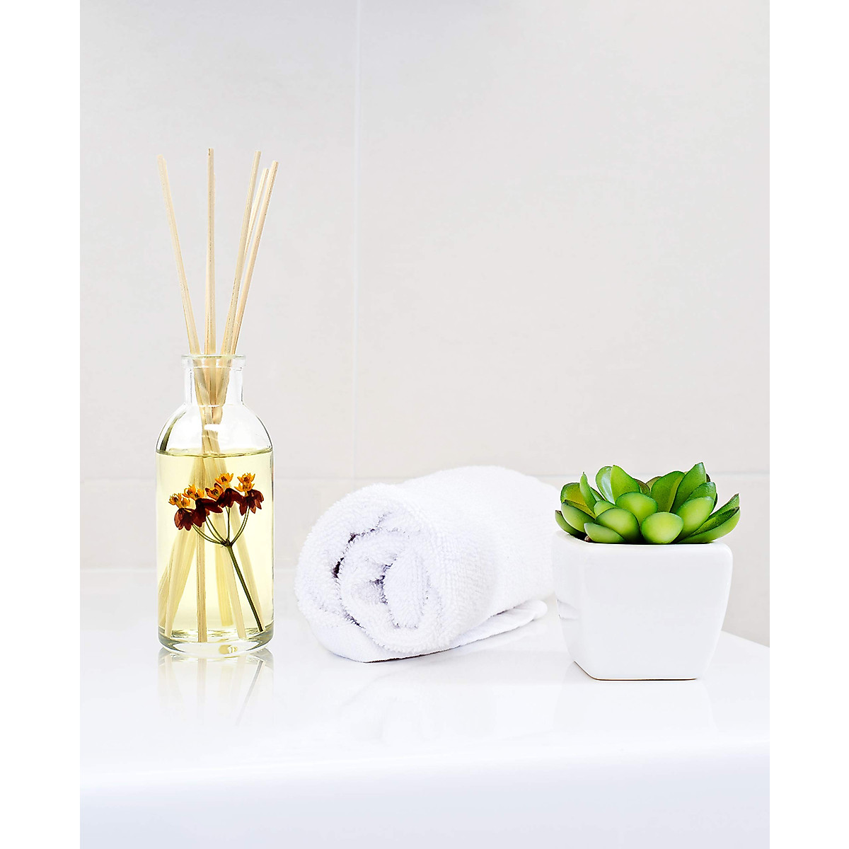 Urban Naturals Flower Shop Reed Diffuser Gift Set | Violets, Daisies, Hyacinth & Rose Fragrance Notes | Real Flower inside The Bottle! Made in The USA | Great Gift for Mom