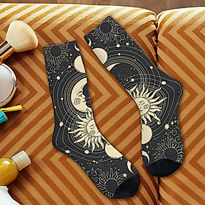 AOWULA Moon and Sun Socks for Men/Women Gift Novelty Crew Funny Crazy Tube Socks