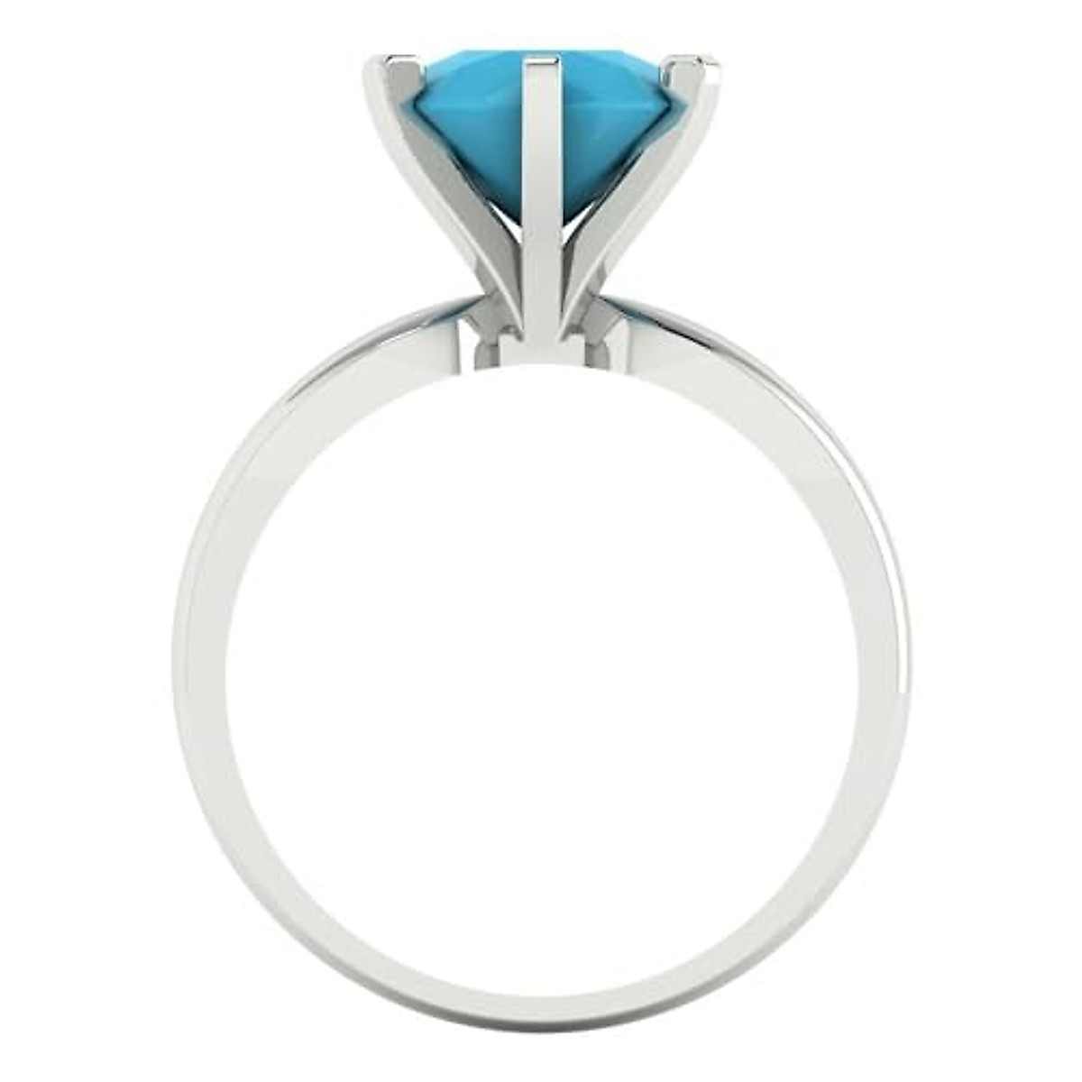 Clara Pucci 2.50ct Round Cut Solitaire Simulated Turquoise Excellent Engagement Bridal Promise Anniversary Ring in 18K White Gold 3.5