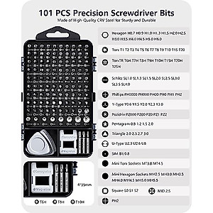 Precision Screwdriver Set, UnaMela Upgraded 122 in 1 with 101 Bits Repair Tool Kit, Magnetic Screwdriver Set with 21 Repair Tools for Electronics, Laptop, Computer, PC, iPhone, PS4, Game Console