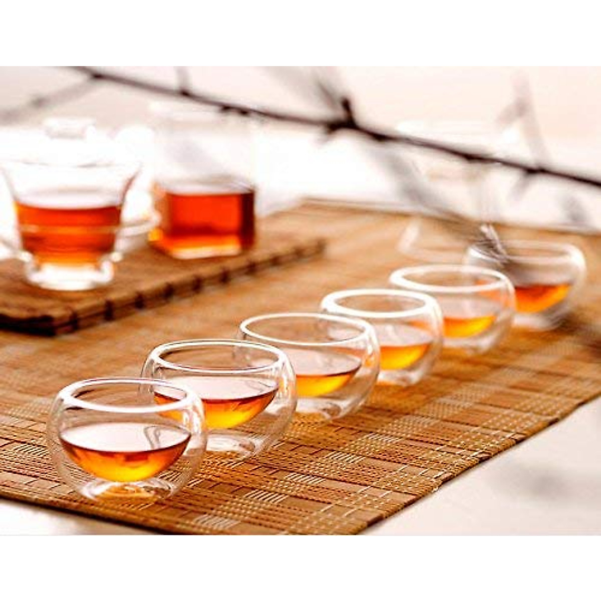 Yeme Double-walled Small Glass Tea Cups 50ML/1.7oz S01 (Set of 6)