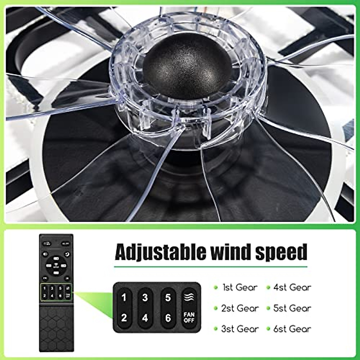 Ceiling Fans with Lights,27" Modern Flush Mount Ceiling Fan with Geometric Dimmable LED Light,Remote Controlled Ceiling Fan 6 Speed Adjustable Smart Ceiling Fans for Bedroom Living Room Decoration