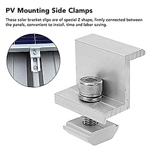 10PCS Solar End Clamp Solar Panel Mounting Z Brackets Aluminum Alloy Pressing Block PV Panel Rail End Grounding Clamps for RVs Trailers Boats Yachts Wall (40mm)