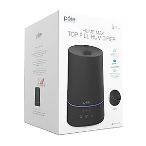 Pure Enrichment HUME Max - Easy Top Fill Ultrasonic Cool Mist Humidifier, 3.7 L (1 Gallon) Tank, 3 Mist Settings + Auto Shut-Off Timer - Ideal for Large Bedrooms, Baby Nurseries and Offices (Black)