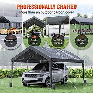 VEVOR Outdoor 10x20 ft Heavy Duty Carport Car Canopy Garage Boat Shelter Party Tent with 8 Reinforced Poles and 4 Weight Bags, UV Resistant Waterproof All-Season Tarp for SUV, F150, Car, Truck, Boat