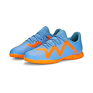 PUMA Future Play Indoor Training (Little Kid/Big Kid) Blue Glimmer/Puma White/Ultra Orange 4 Big Kid M