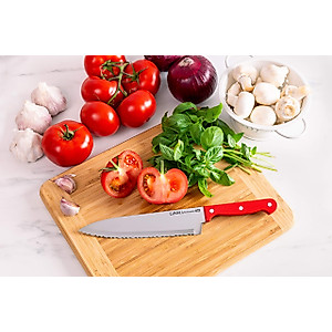 Ginsu Kiso 14-Piece Red Knife Set with Black Block - Dishwasher Safe and Always Sharp