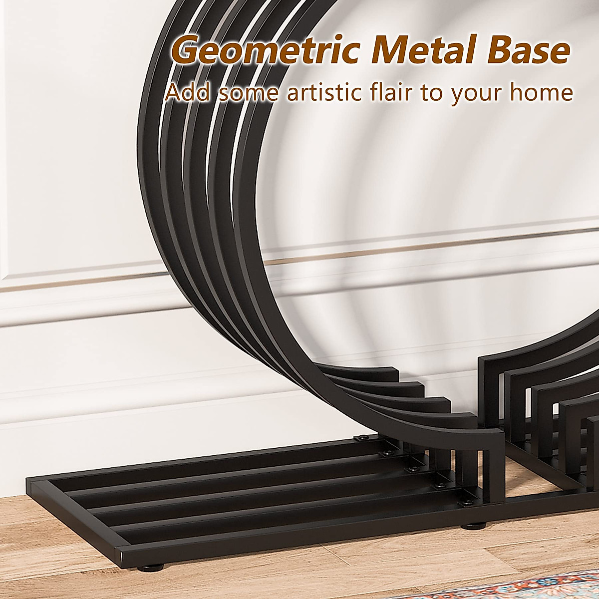 Tribesigns Modern Console Table with Metal Base, 40 inch Geometric Entryway Sofa Narrow Long, Industrial Accent for Living Room, Entryway, Hallyway, Entrance, Rustic Brown,(HOGA-JW0352)