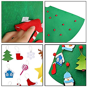 3D DIY Felt Christmas Tree Decorating Set with Ornaments, Wall-mounted Handmade Detachable Christmas Decorations - Suitable for Family Christmas Decoration (A)